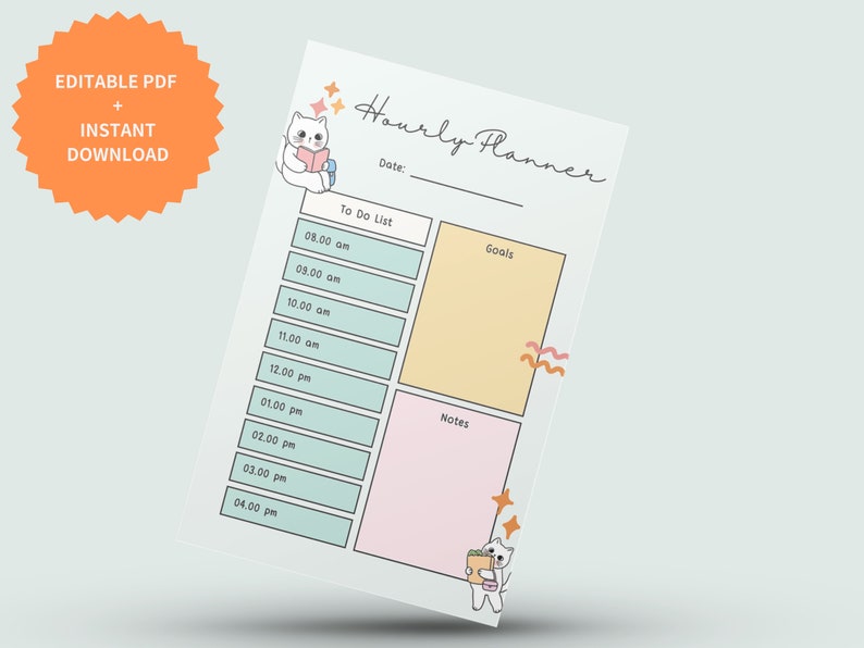 2025 Cute Daily Planner Template | Hourly Daily Planner - A4/A5 (size ...