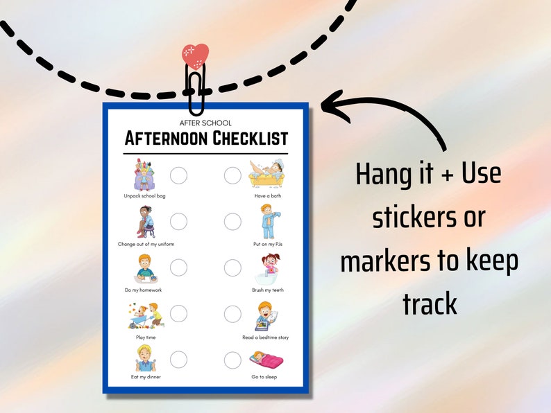 Kids After School Routine Visual - Printable Tasks, Preschool ...