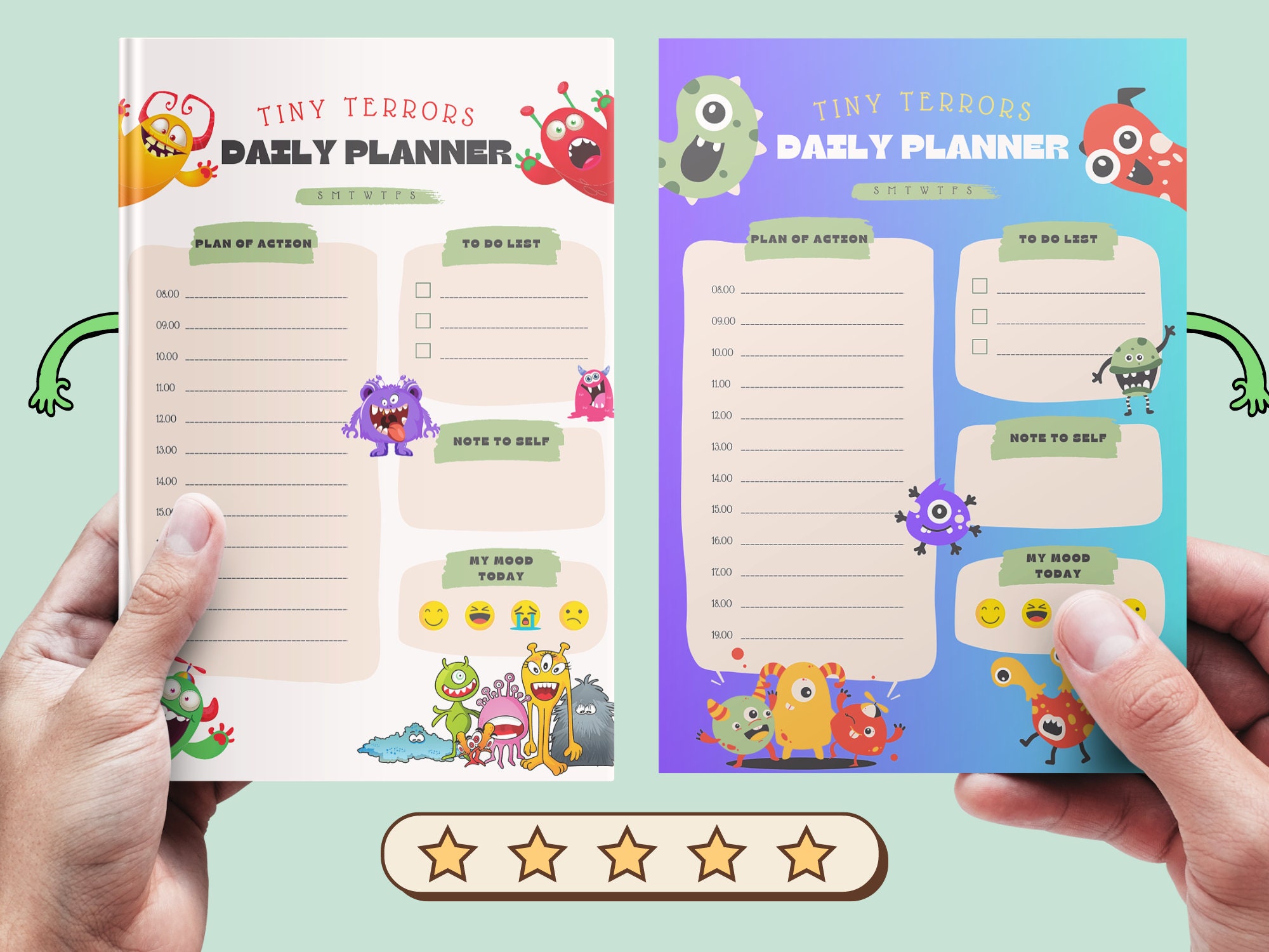 Cutest Daily Planner Printable (tiny Terrors)– A4/A5/A7 Sizes – Cute ...