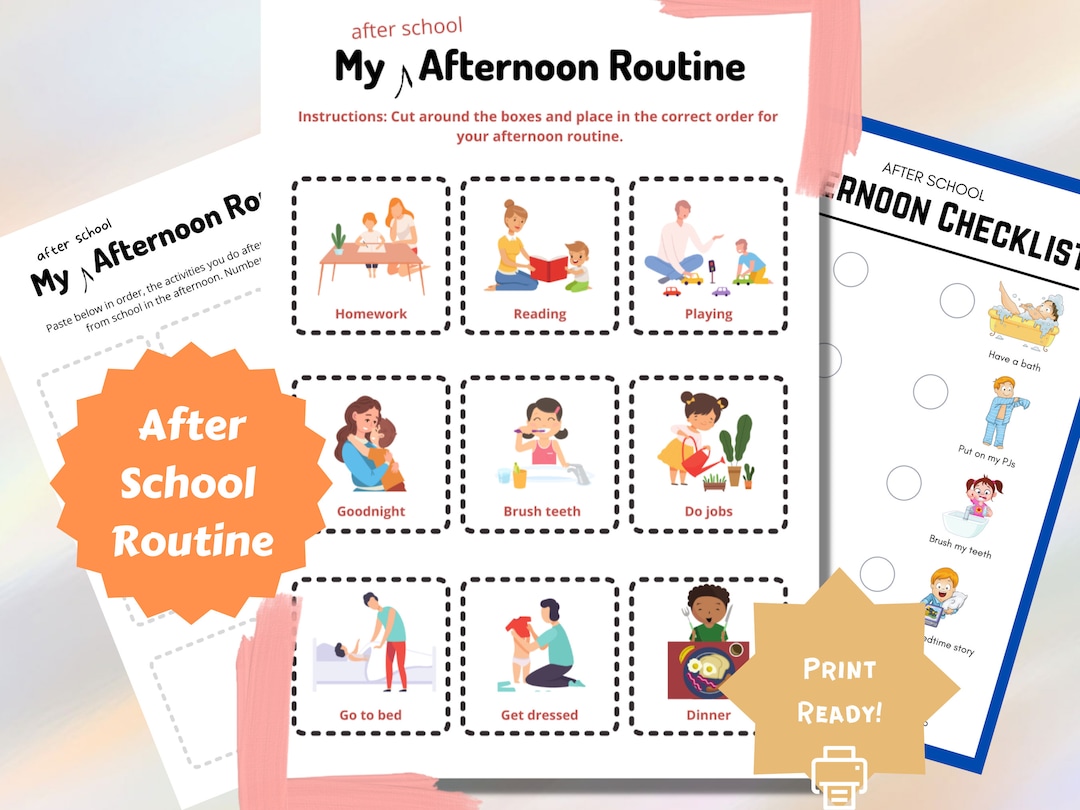 Kids After School Routine Visual - Printable Tasks, Preschool ...