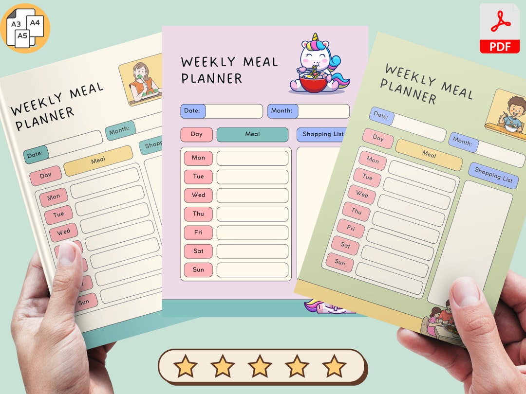 Cute Printable Weekly Meal Planner | Digital Meal Planner Template ...