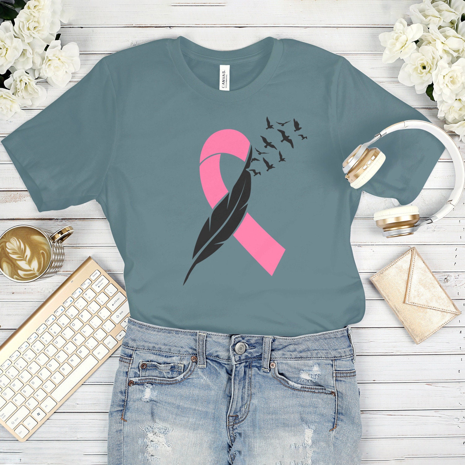 Breast Cancer Awareness Shirt, Breast Cancer Ribbon T Shirts for Women ...