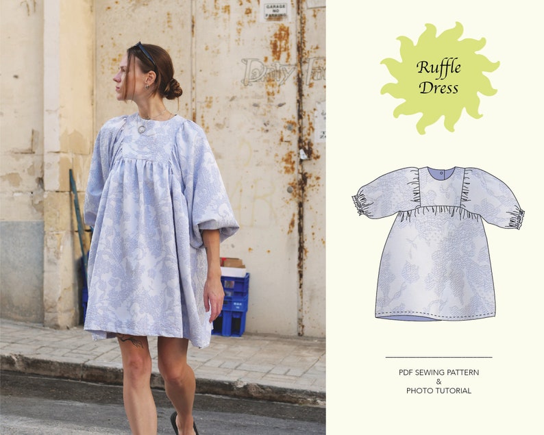 Ruffle Dress PDF Pattern Women's Sewing Patterns Eu - Etsy
