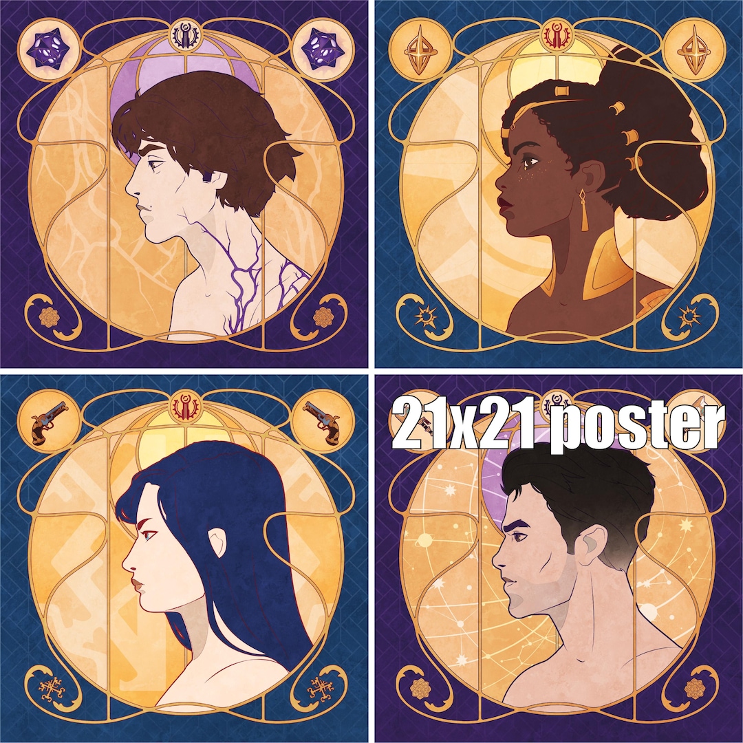 Square Pearlescent Poster to Frame: Illustrations Arcane Portraits Piltover Viktor Mel Caitlyn ...