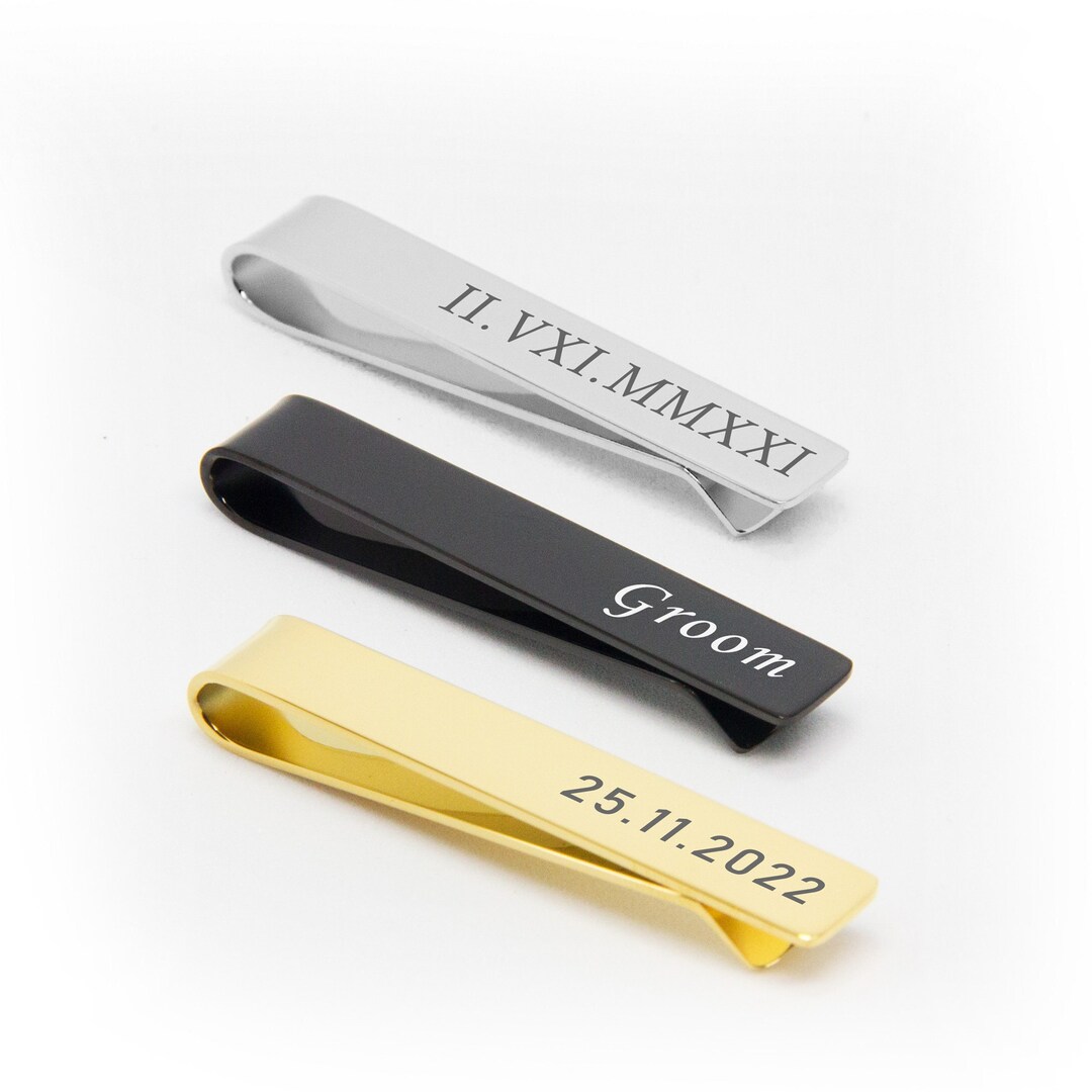 Personalised Engraved Stainless Steel Mens Tie Pin Gift | Wedding Groom ...