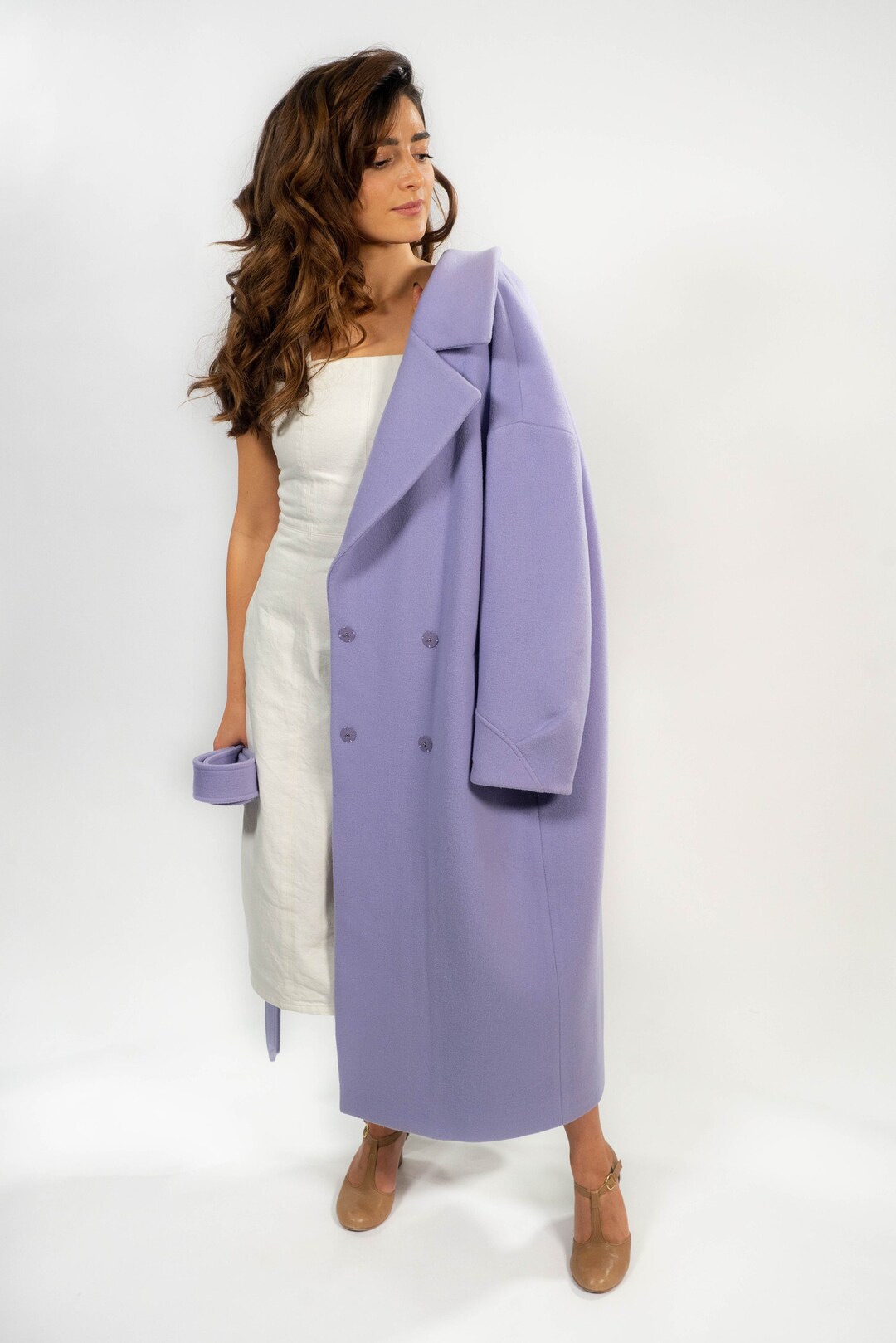 100% Wool Coat in Lavender Purple, Very Peri, Winter Jacket ...