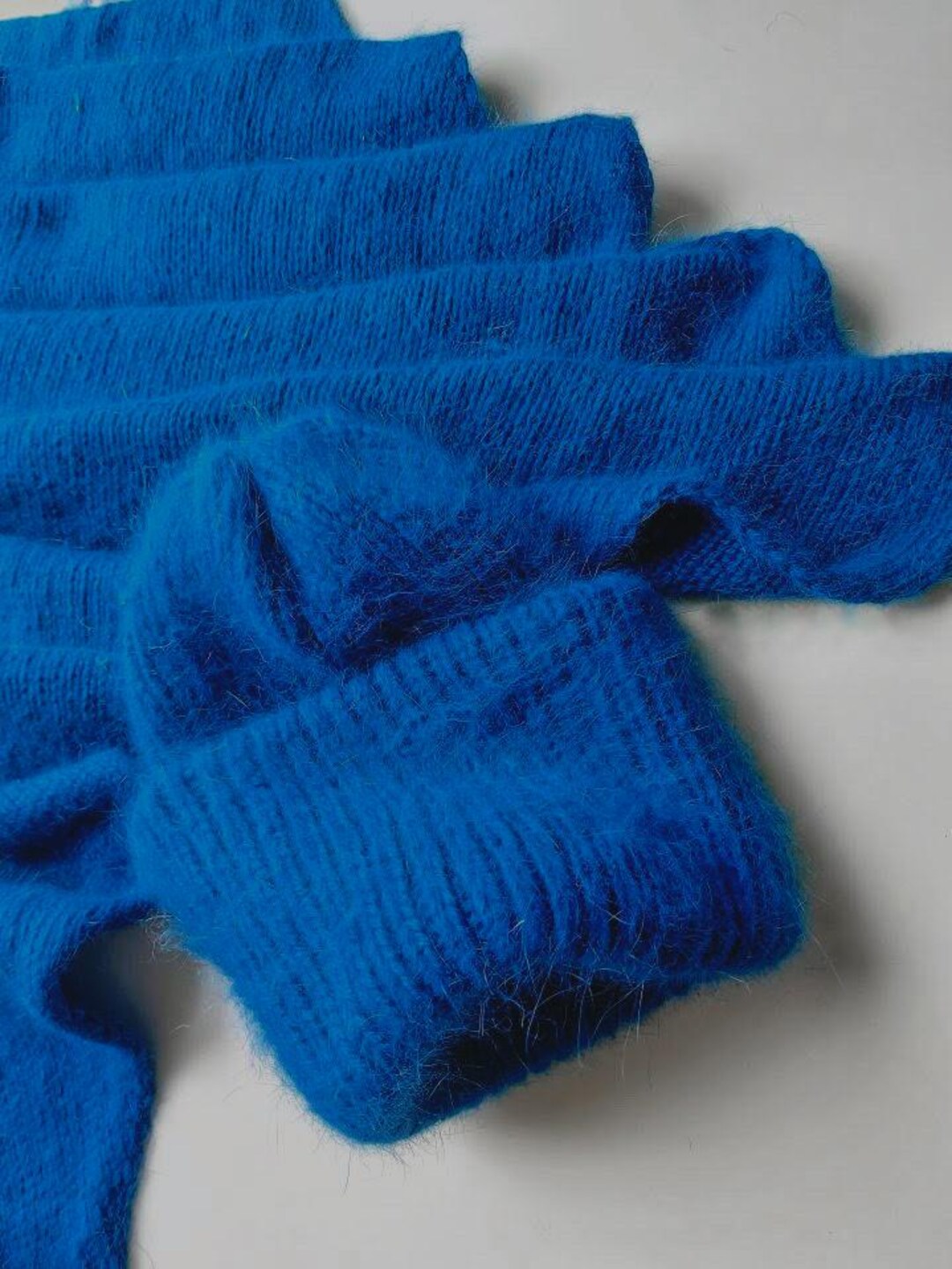 Handmade Angora Wool Beanie and Shawl Set - Jeans Blue - Etsy