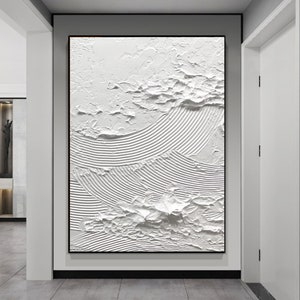 Large White 3D Textured Painting White Abstract Painting White Painting ...
