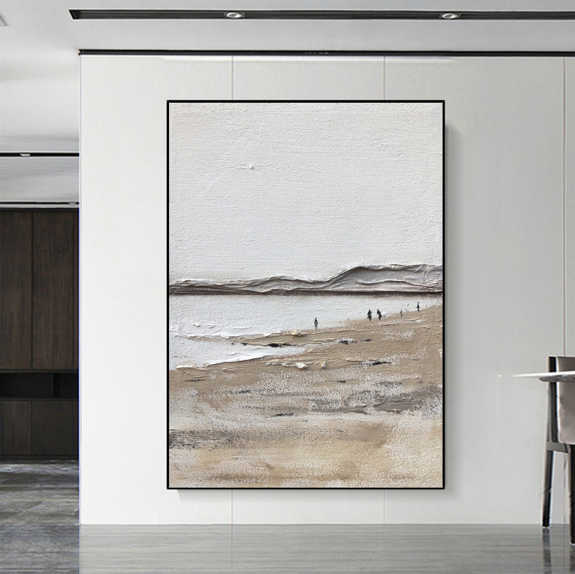 Large Wabi Sabi Wall Art Textured Abstract Painting Beach Beige Textured Painting Abstract Art ...