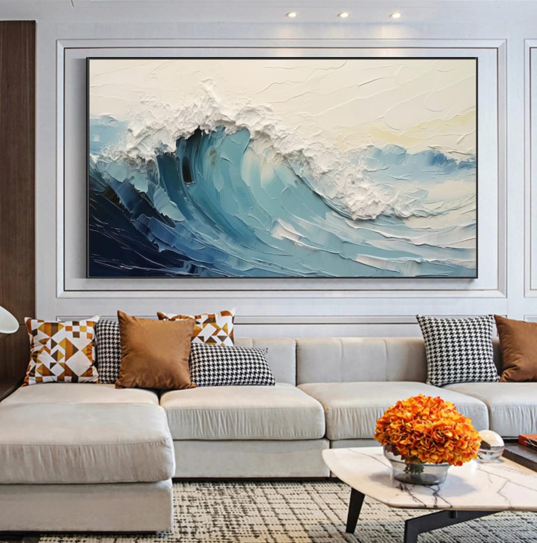3D Texture Ocean Painting Textured Ocean Wall Art Ocean Wave Painting ...