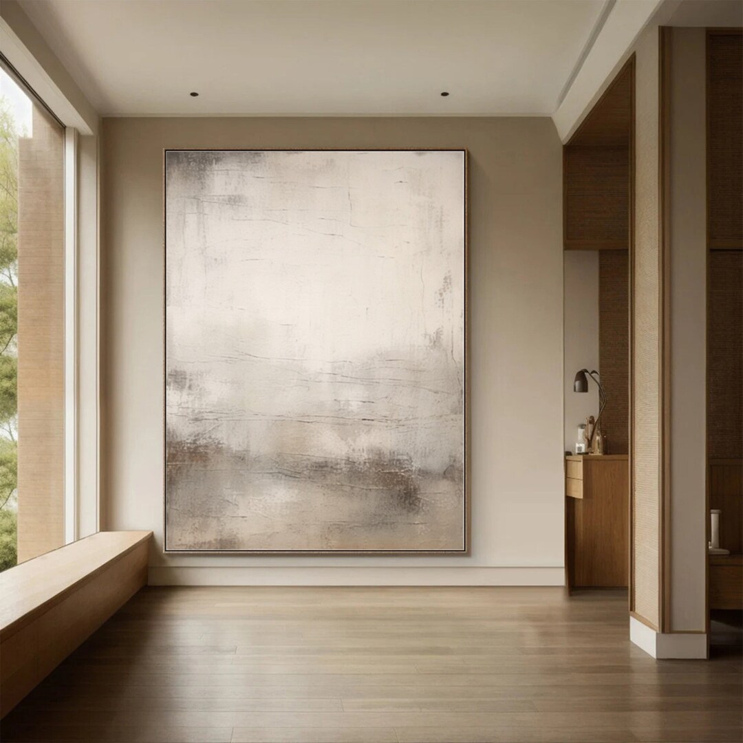 Large Original Beige Abstract Painting Beige Wabi Sabi Wall Art Modern ...