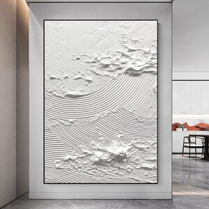 Large White 3D Textured Painting White Abstract Painting White Painting White Textured Wall Art ...