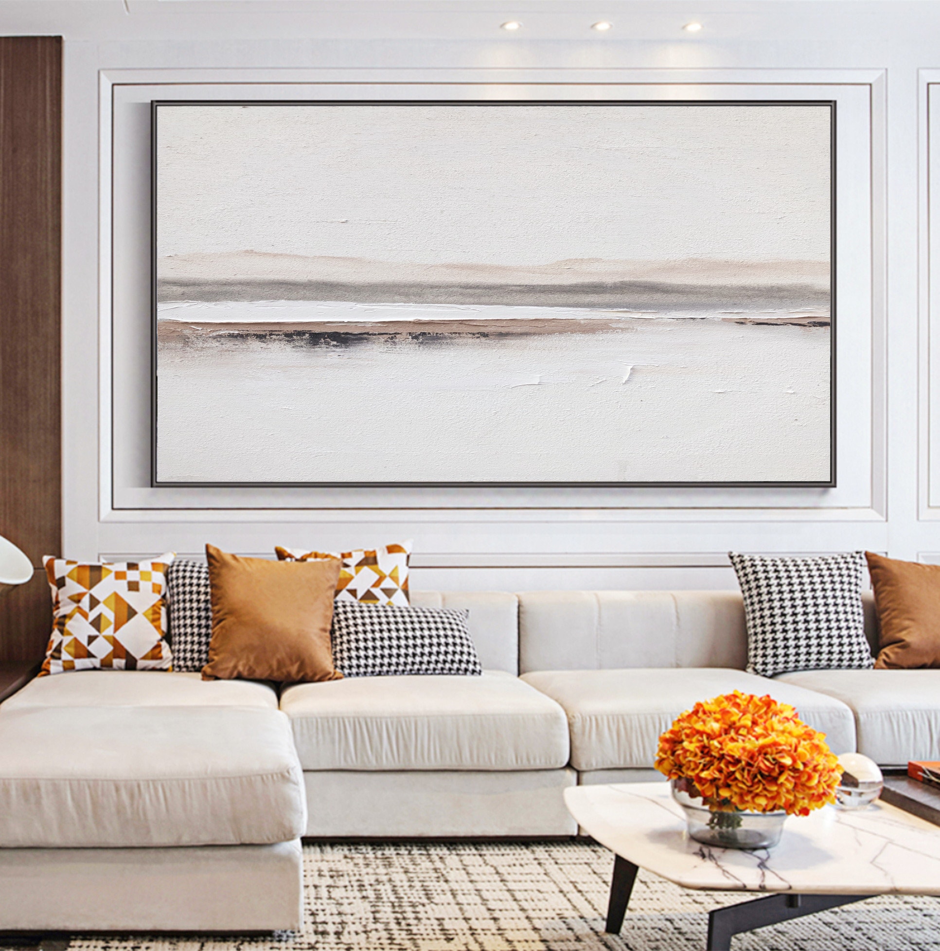 Large Beige Painting Beige and White Minimalist Painting Beige - Etsy