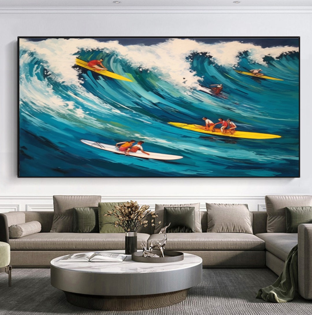 3D Textured Surfing Painting Minimalist Surfing Painting Surfing ...