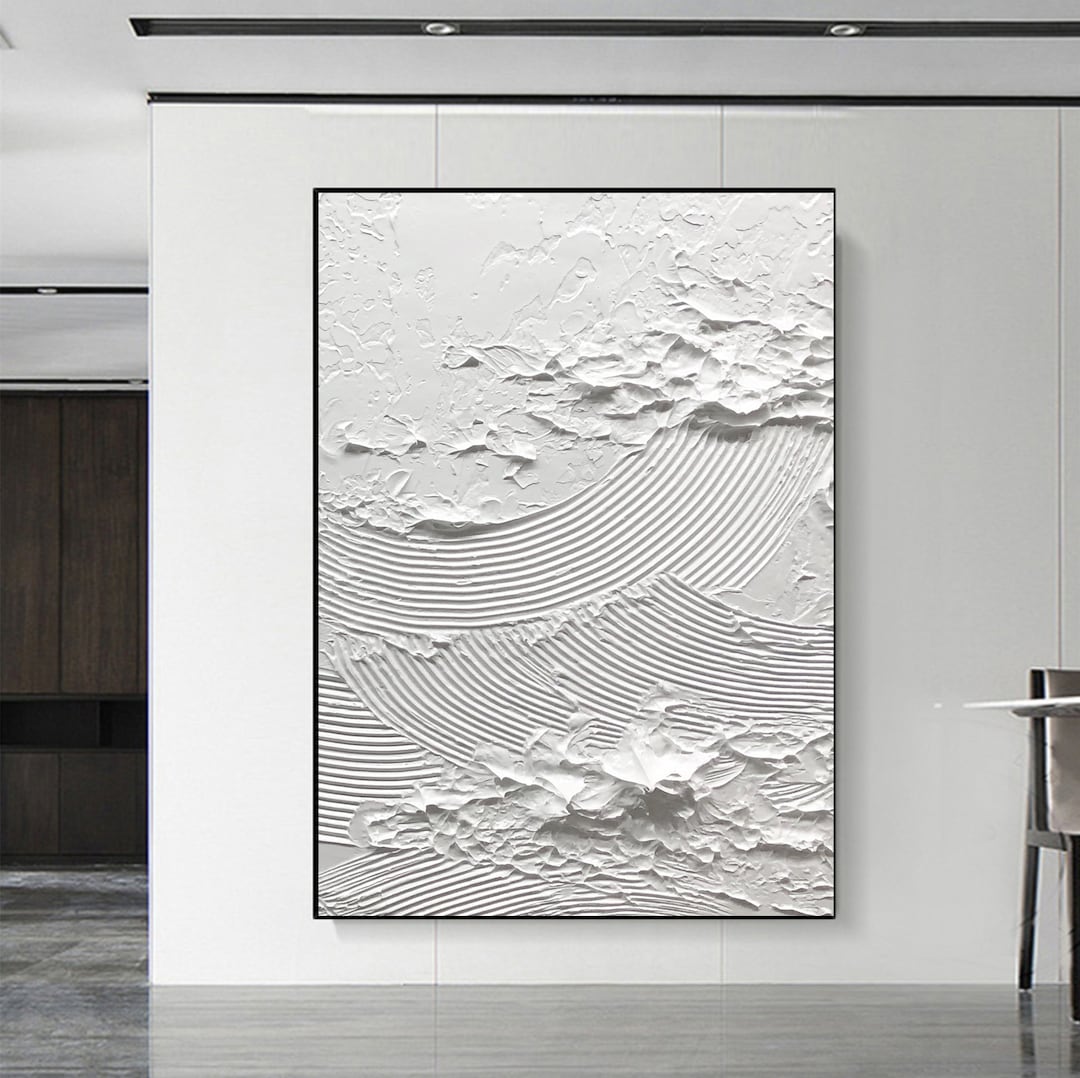 Large White 3D Textured Painting White Abstract Painting White Painting White Textured Wall Art ...