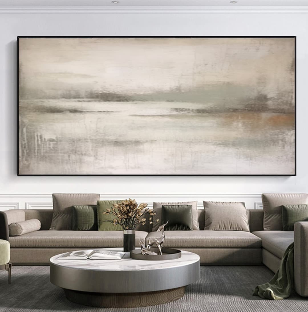 Large Beige Wall Painting Brown Texture Wall Art Beige Abstract ...