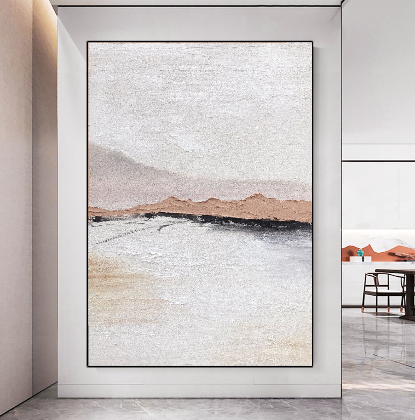 Large Beige Painting Beige Wall Art Beige Abstract Painting - Etsy