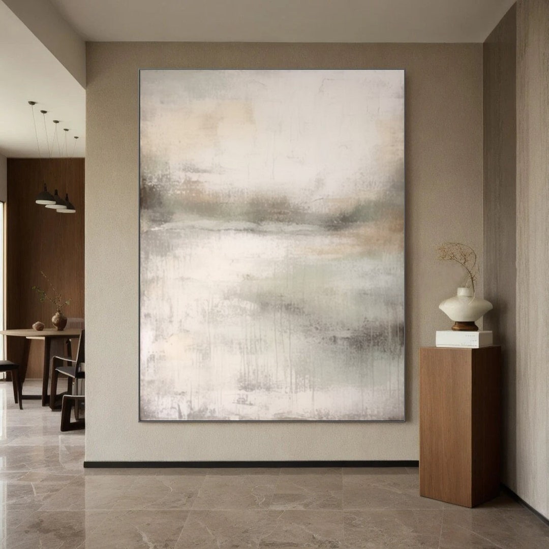 Large Beige Textured Abstract Painting Beige Wabi Sabi Wall Art Gray ...