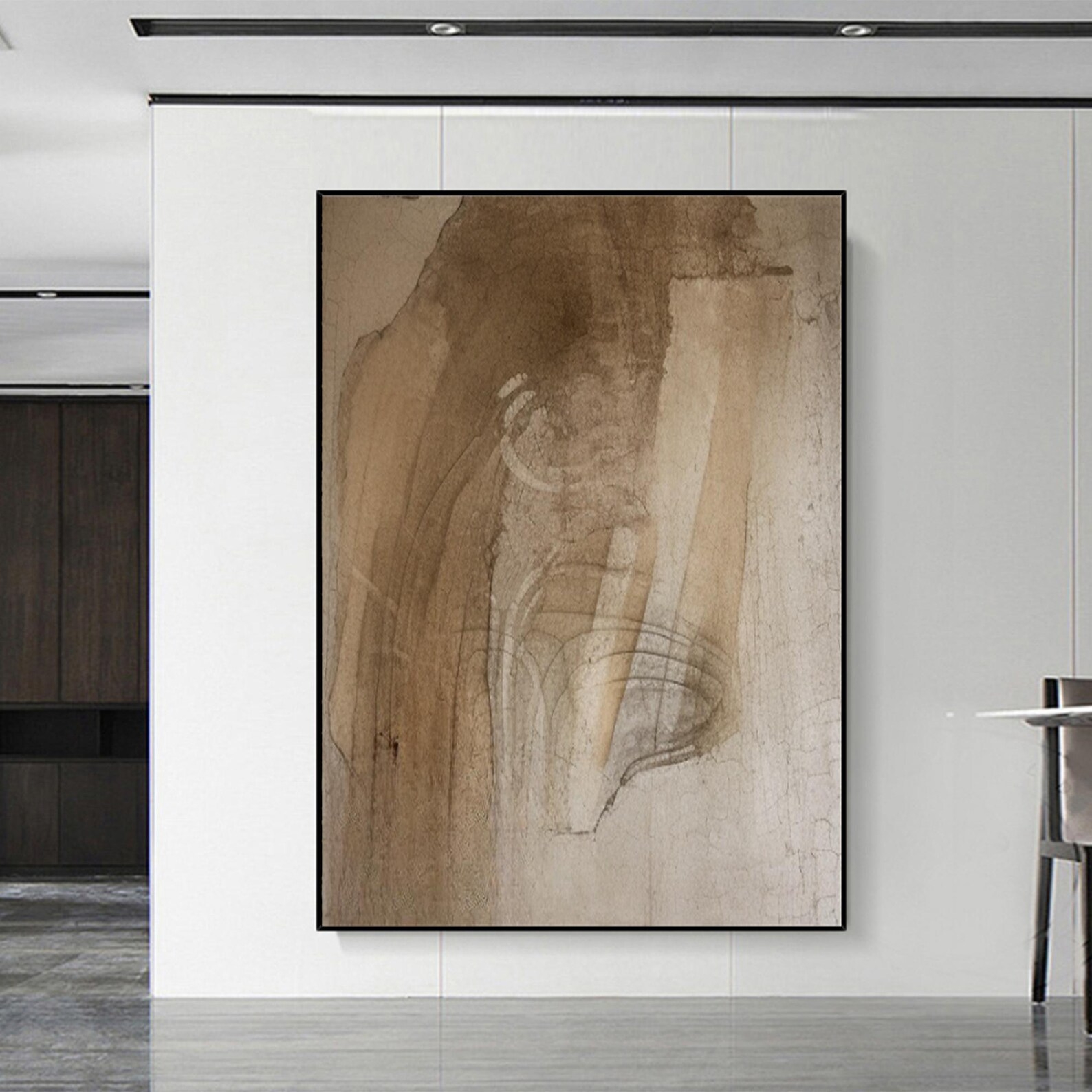 Large Beige & Brown Canvas Wall Decor Brown Wall Art Beige Wall ...