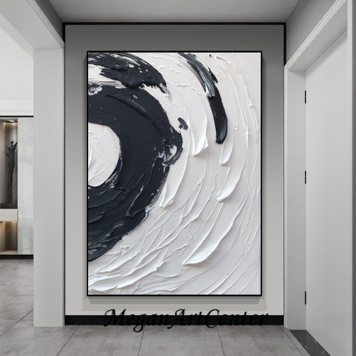 Large Black and White Wall Art White Textured Wall Art Black - Etsy