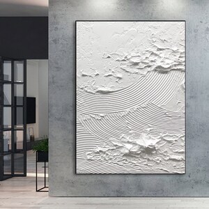Large White 3D Textured Painting White Abstract Painting White Painting White Textured Wall Art ...