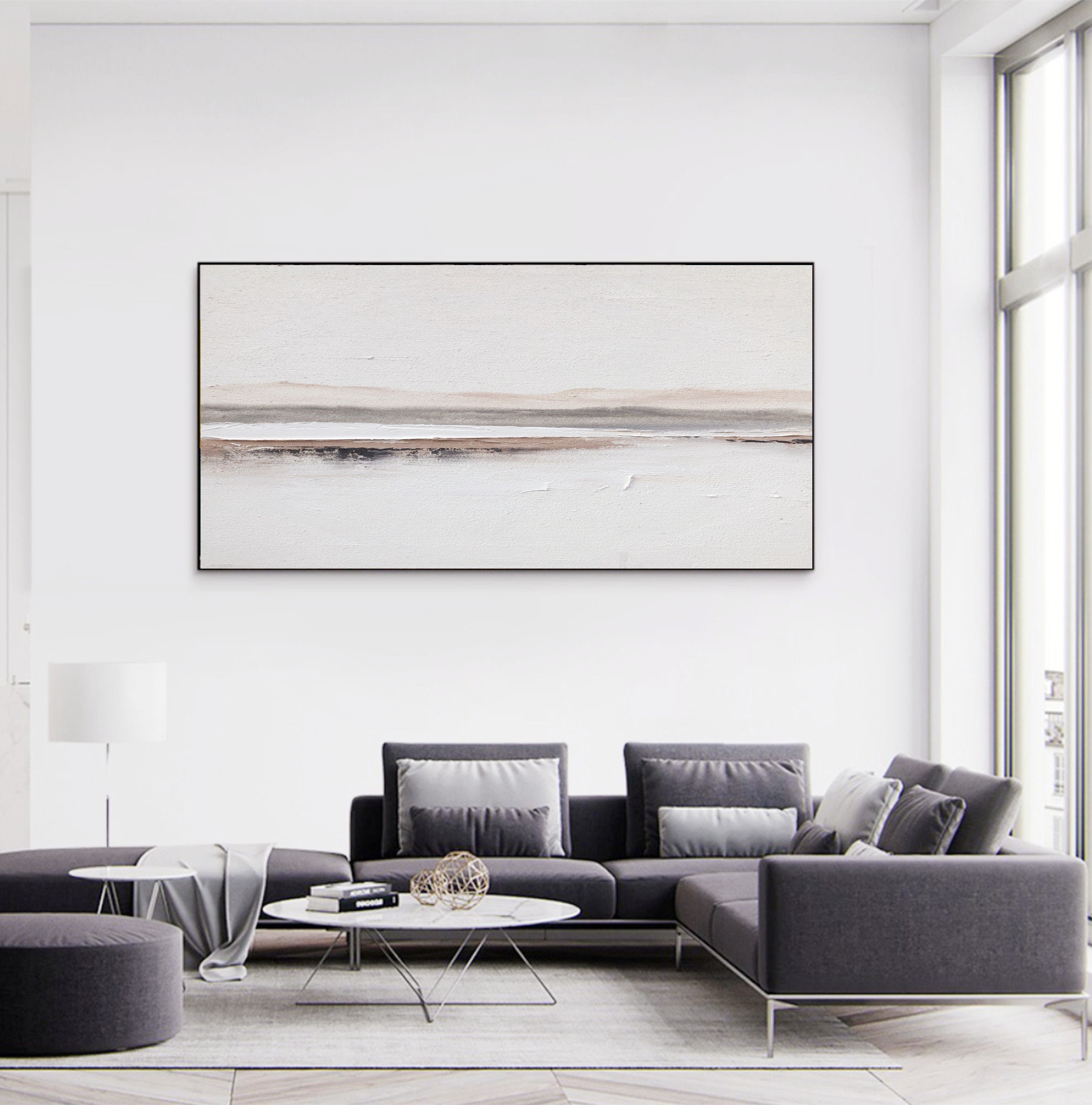 Large Beige Painting Beige and White Minimalist Painting Beige - Etsy