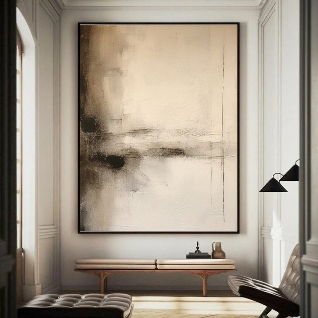 Larger Wall Art Beige Wall Art Handmade Painting Beige Minimalist ...