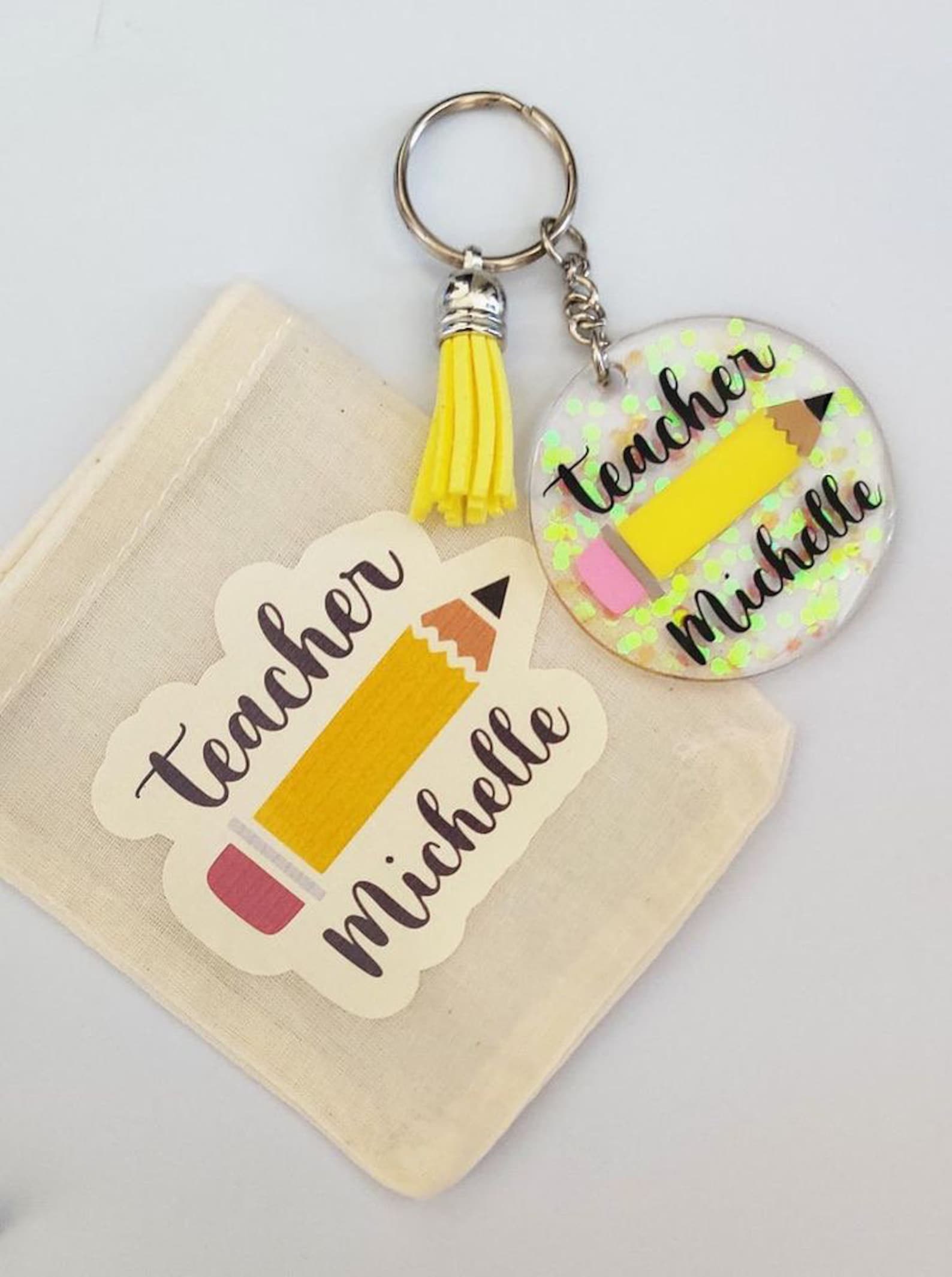 Personalized Acrylic Keychains/ Teachers / Glitter Keychain/ Teacher ...