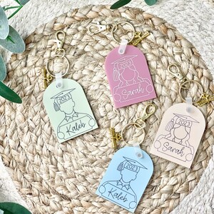 Personalized Graduation Keychain Line Art Graduate Gift Boho Keychain ...
