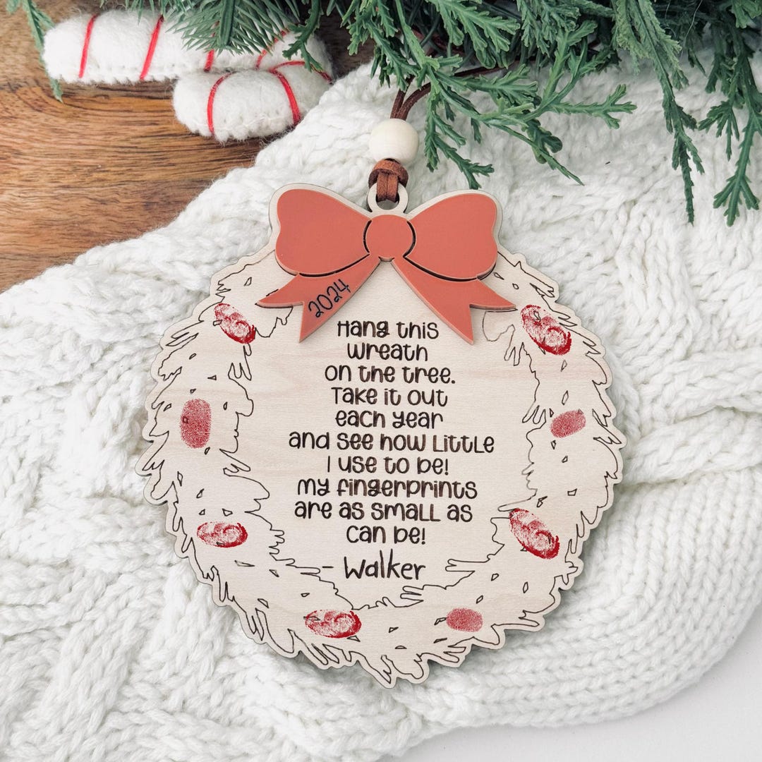 DIY 2025 Christmas Fingerprint Wreath Ornament: Maple Wood Craft - Etsy
