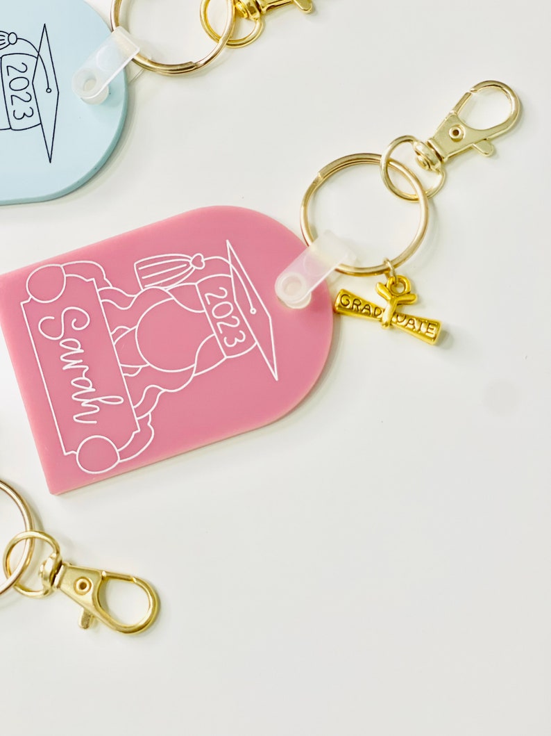 Personalized Graduation Keychain Line Art Graduate Gift Boho Keychain ...
