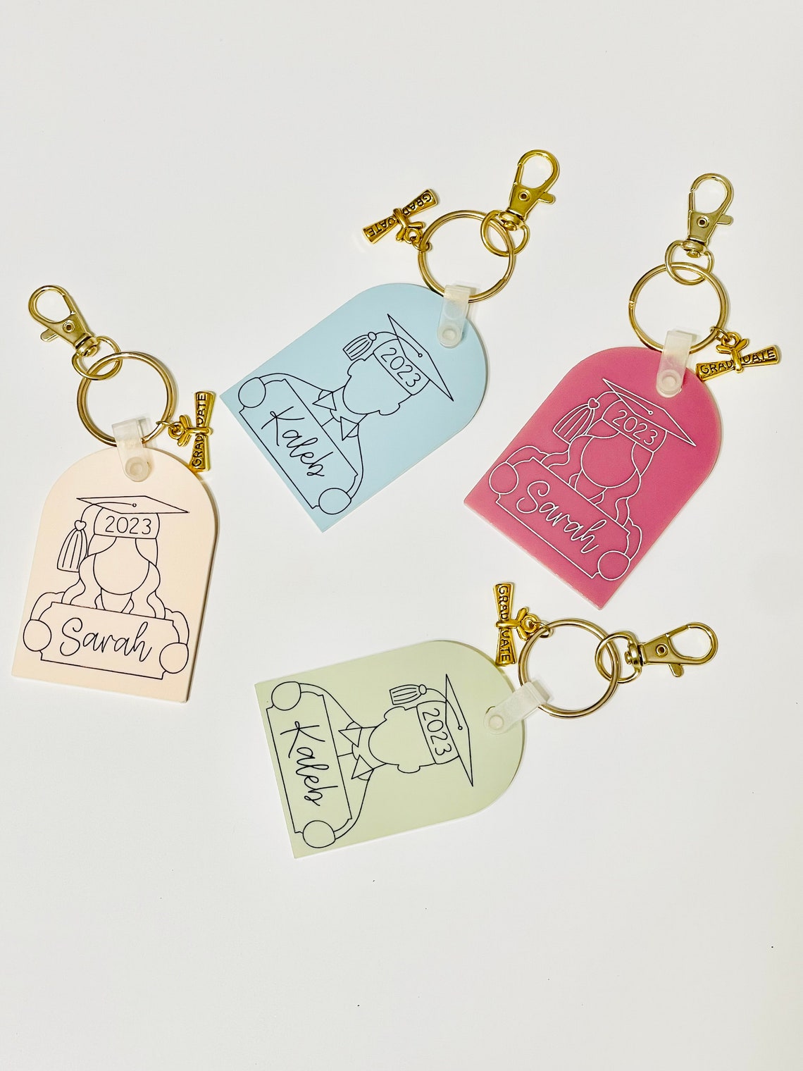 Personalized Graduation Keychain Line Art Graduate Gift Boho Keychain ...