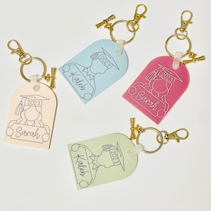 Personalized Graduation Keychain Line Art Graduate Gift Boho Keychain ...