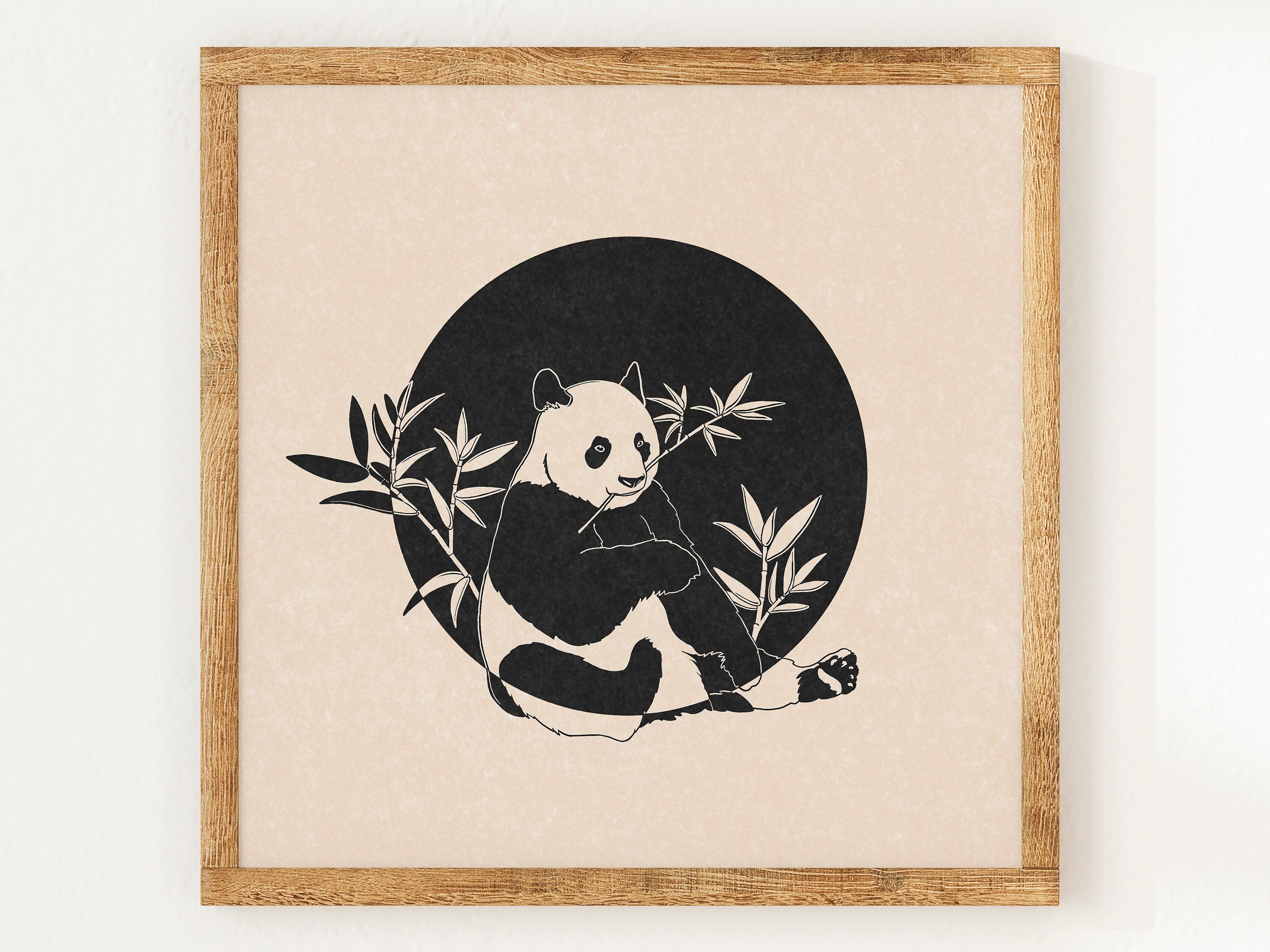 Bamboo Panda Charity Vintage Lino Style Print 70s Inspired | Etsy