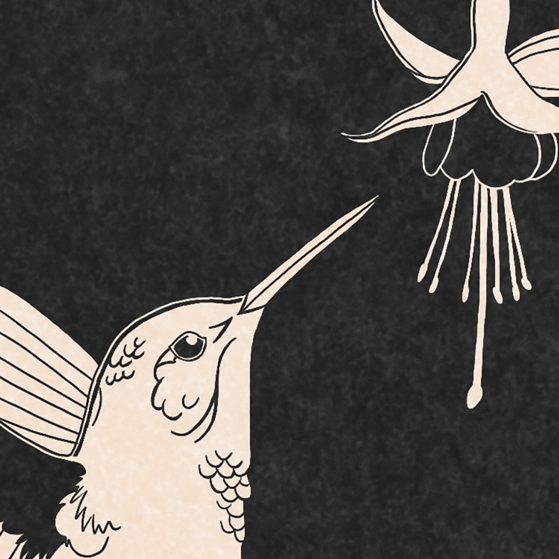 Hummingbird Charity Vintage Lino Style Print 70s Inspired - Etsy