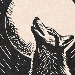 Coyote Moon - Charity Vintage Linocut Style Print - Wild West - Boho ...