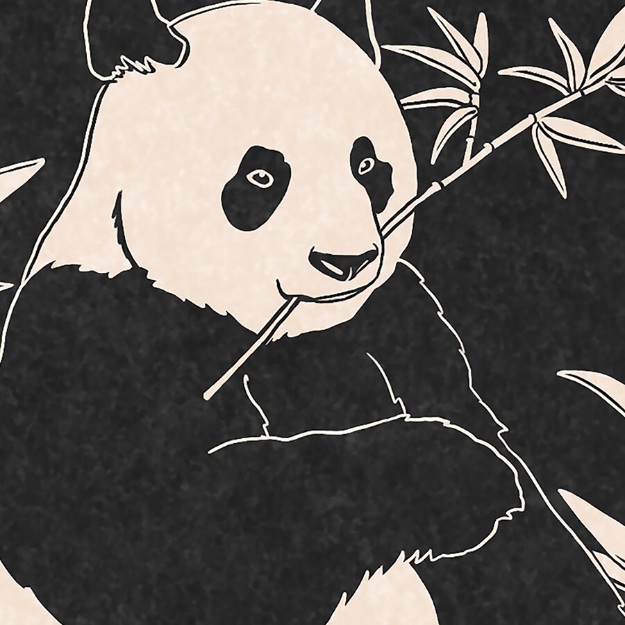 Bamboo Panda Charity Vintage Lino Style Print 70s Inspired | Etsy