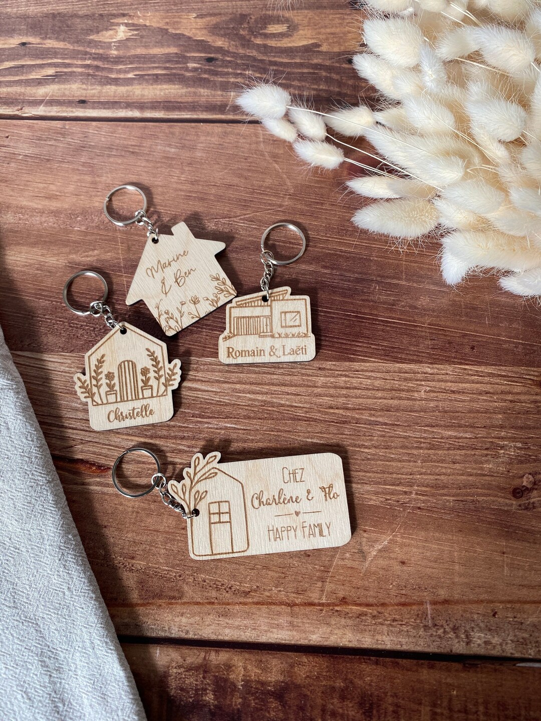 Personalized House Keychain - Engraved Wooden Keychain - New Home ...