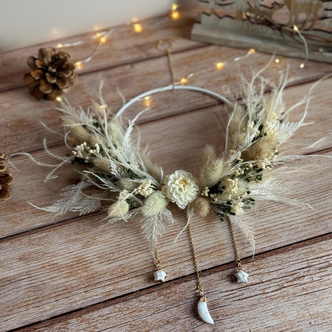 Céleste Dried Flower Crown and Its Howlite Stones - Etsy