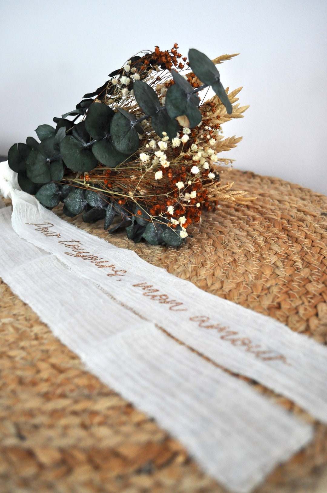Custom Bridal Bouquet Ribbon Cotton Crepe Ribbon - Etsy