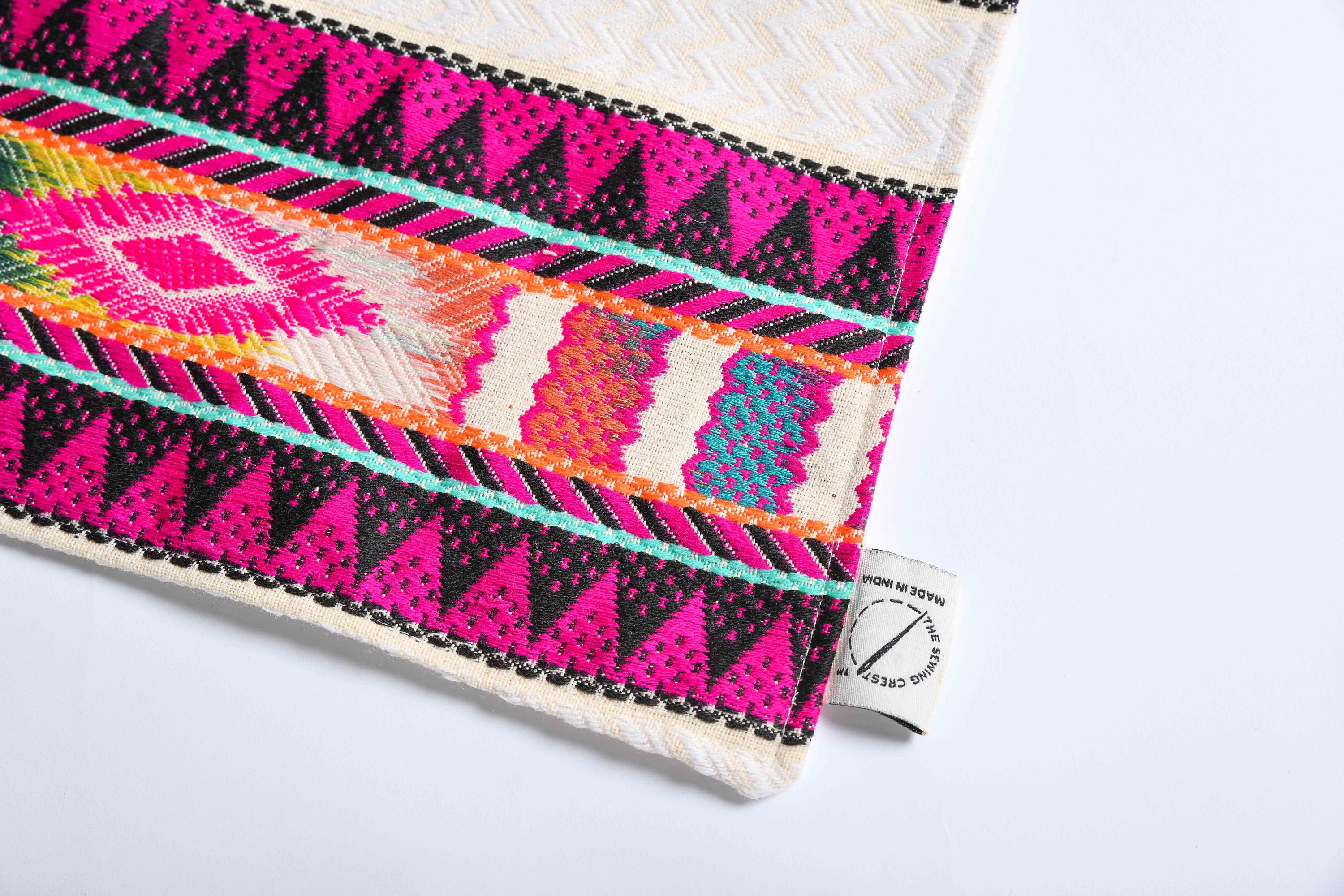 Fuchsia Cream Woven Bed Runner With Cushion Cover Set, Patio Home Decor ...