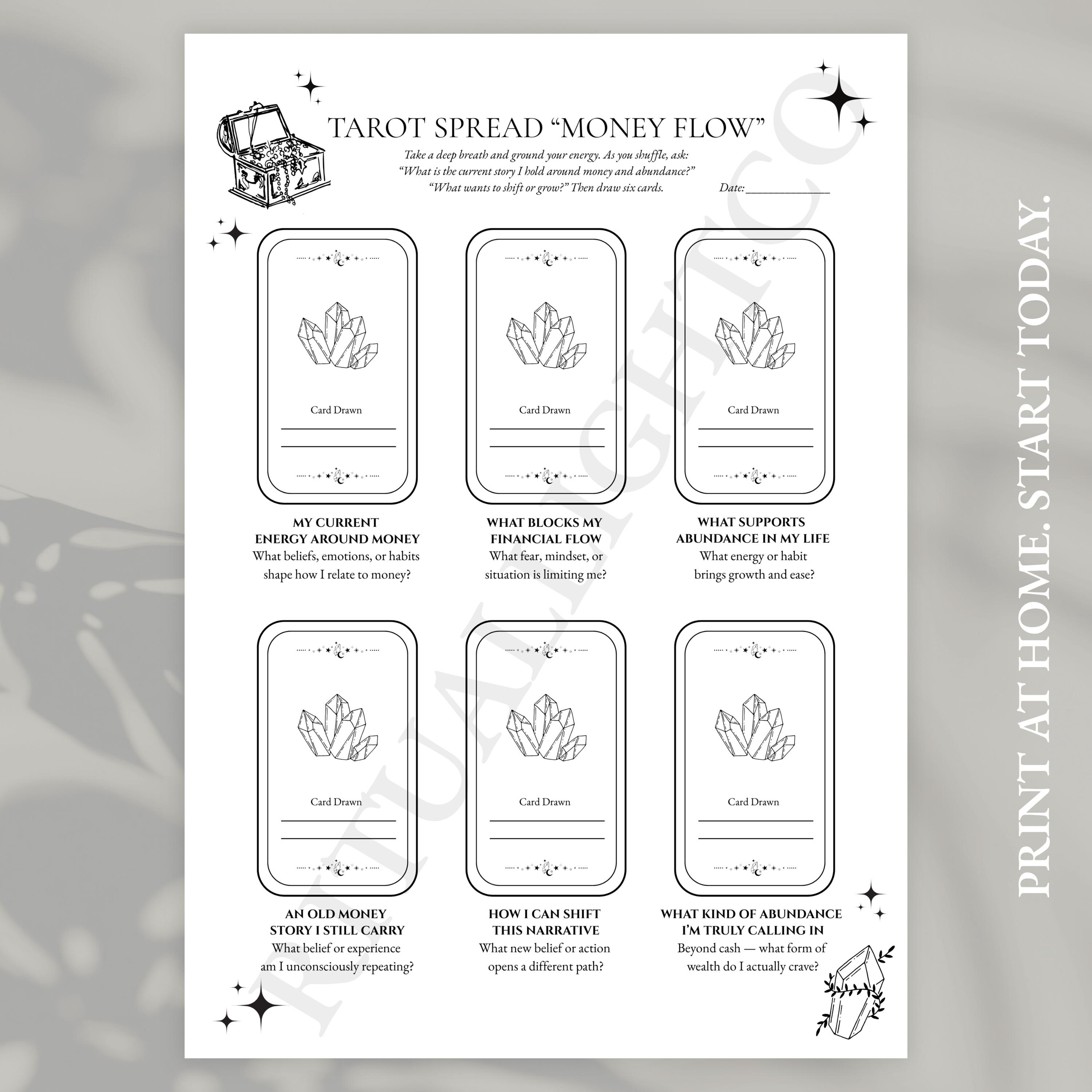Money Flow Tarot Spread – Printable Abundance Reading, Financial ...