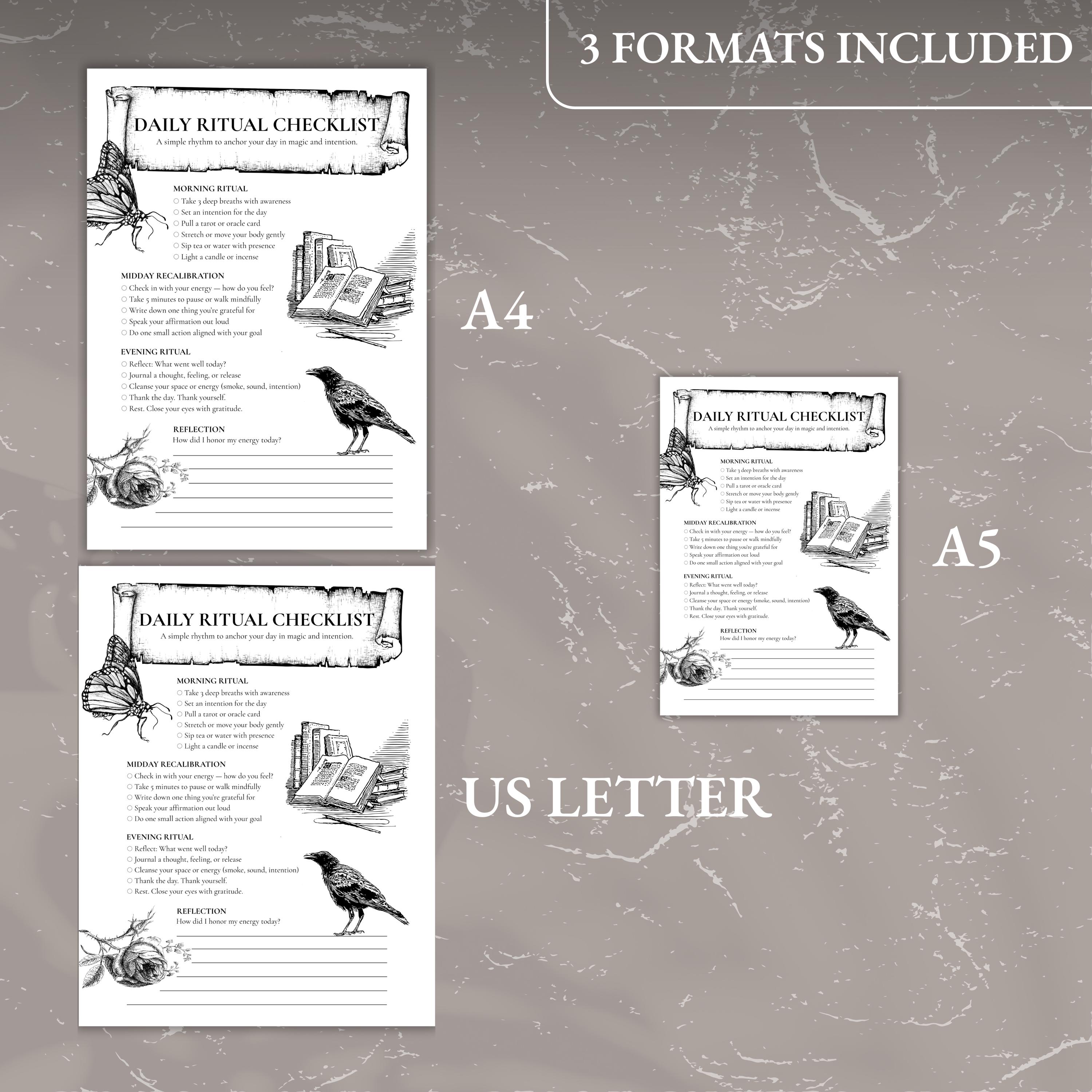 Daily Ritual Checklist Printable | Spiritual Wellness Tracker (PDF) - Etsy