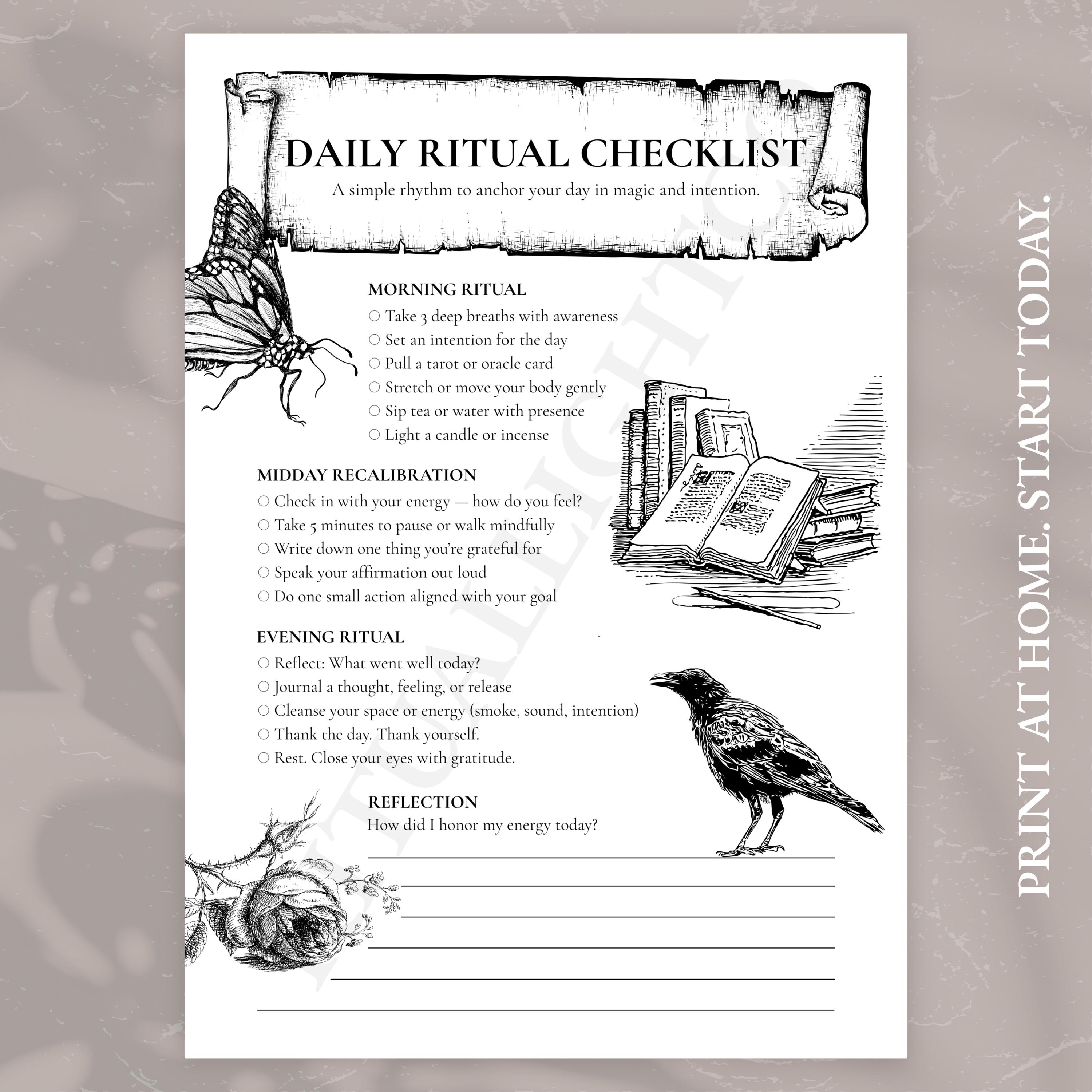 Daily Ritual Checklist Printable | Spiritual Wellness Tracker (PDF) - Etsy