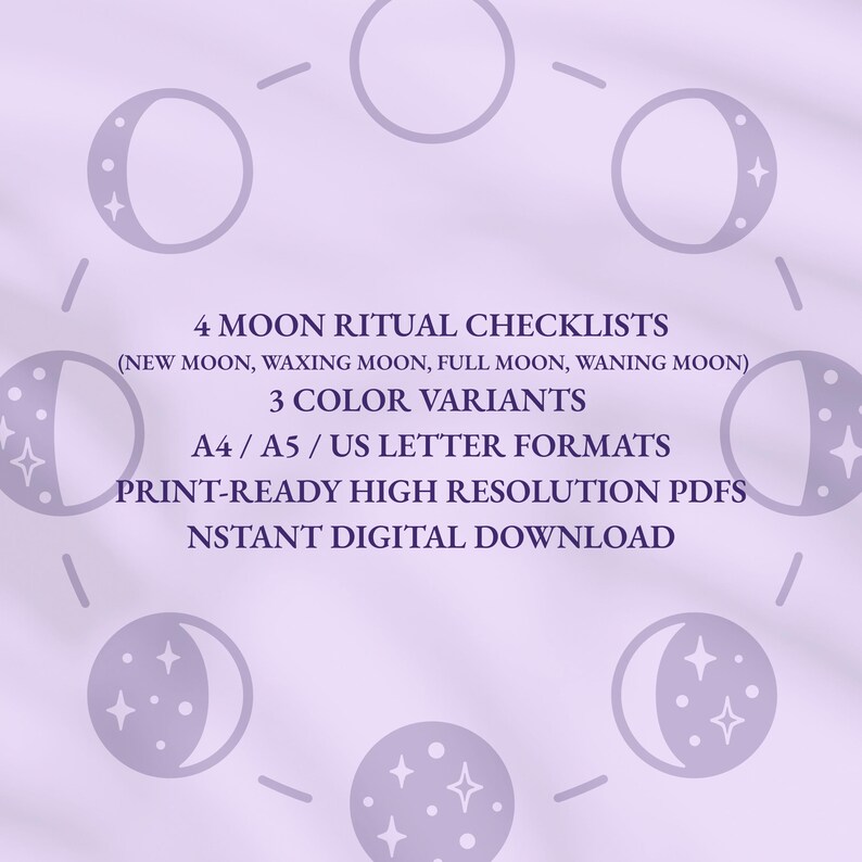 Lunar Phase Ritual Checklist – Printable Moon Magic Guide (digital ...