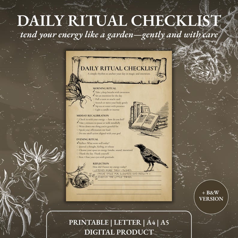 Daily Ritual Checklist Printable | Spiritual Wellness Tracker (PDF) - Etsy