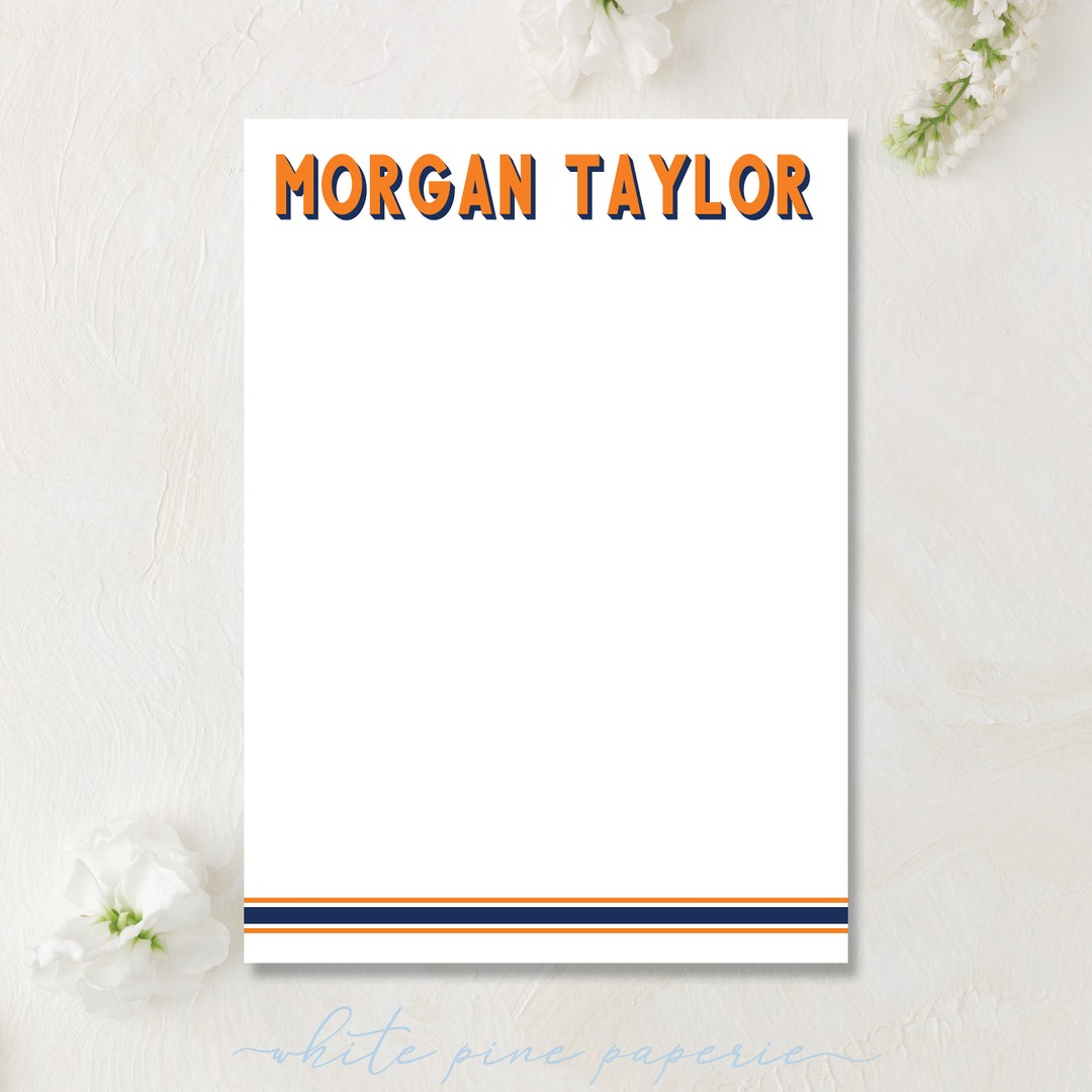 Orange and Navy Personalized Notepad | Auburn University Notepad ...