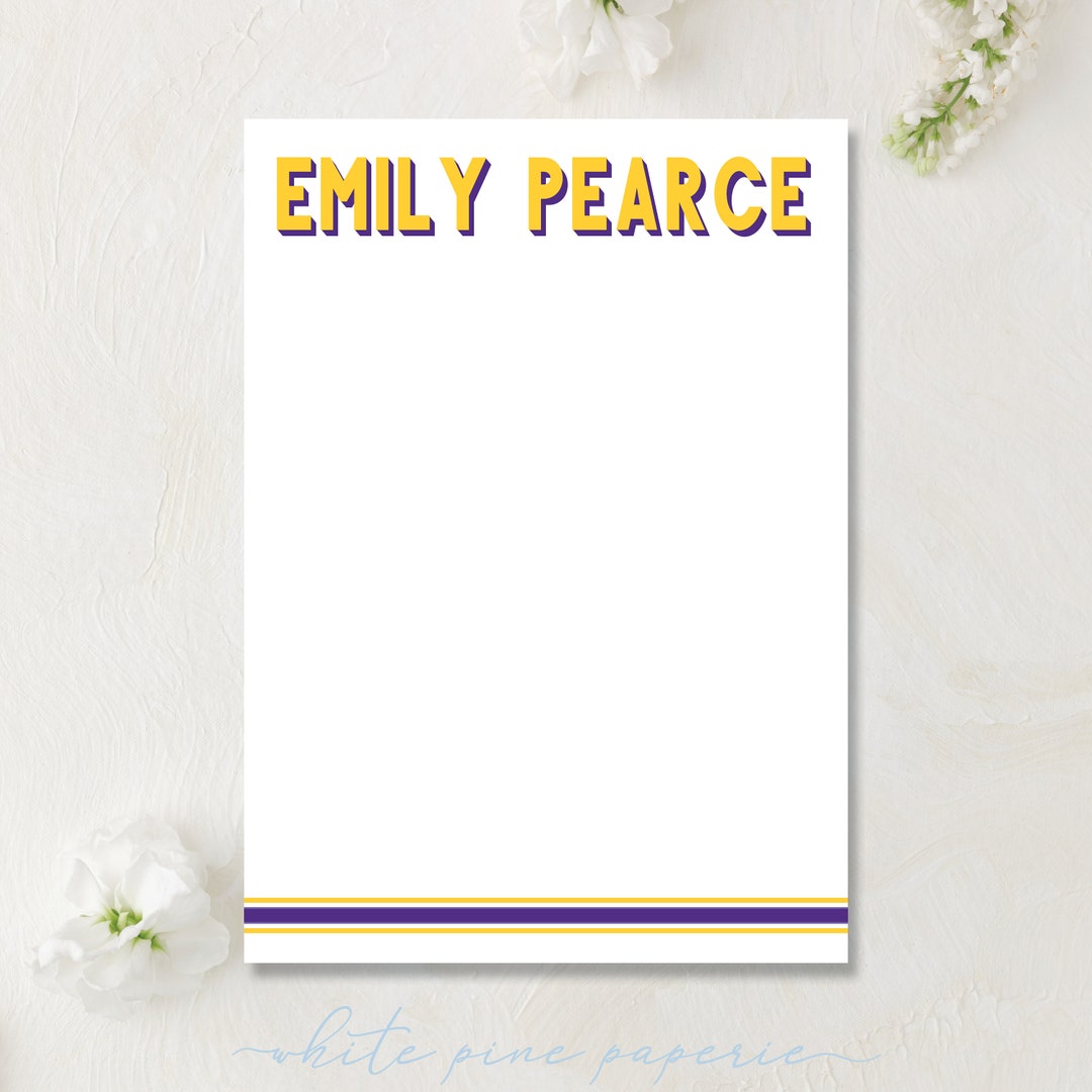 Purple and Gold Personalized Notepad // Louisiana State University ...
