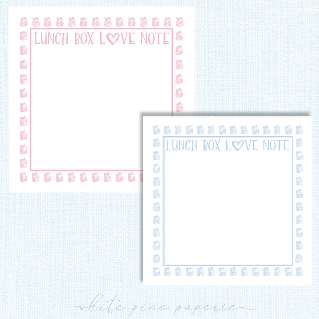 Lunch Box Love Note Notepad // Pink or Blue - Etsy