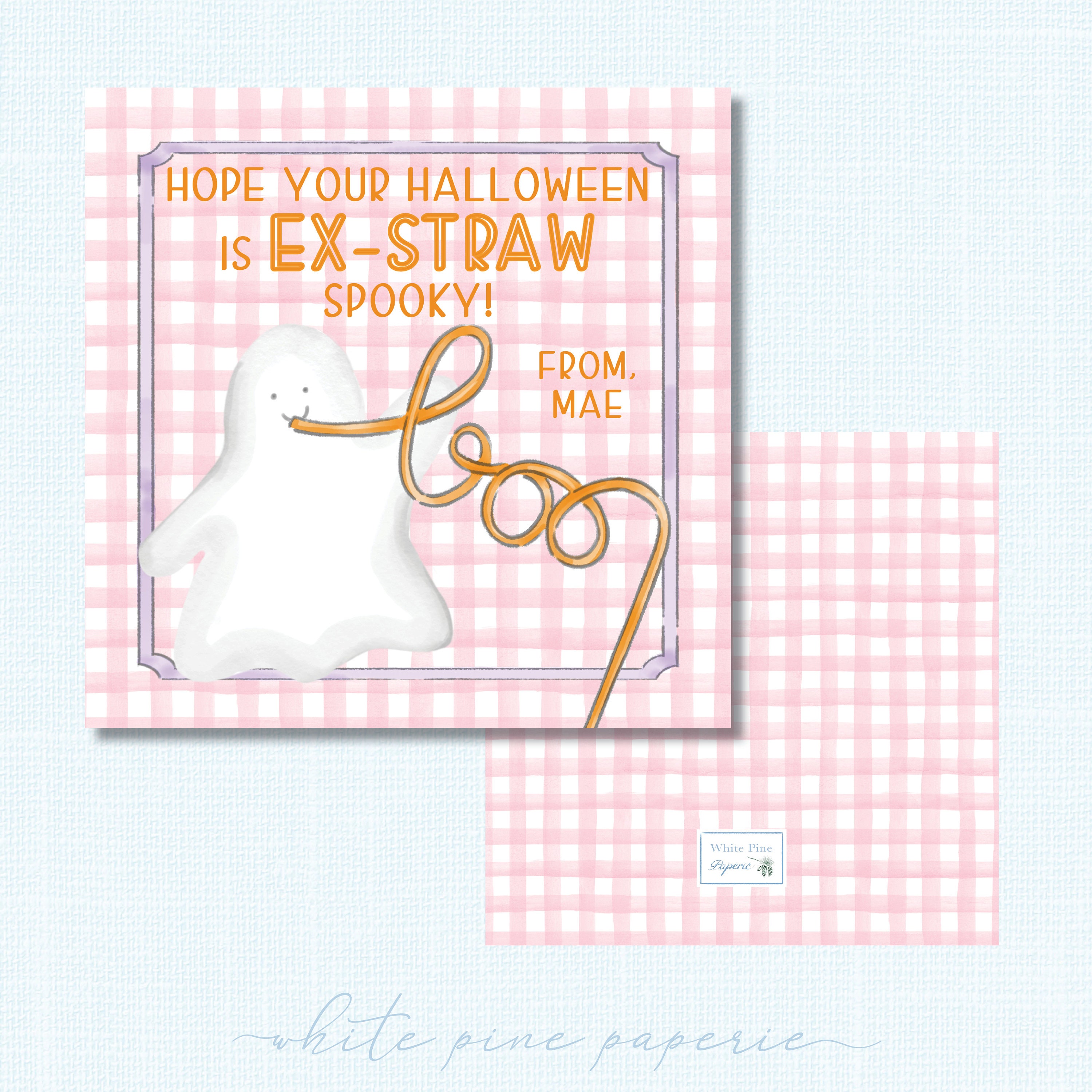 Ex-straw Spooky Pink Watercolor Halloween Gift Tag PRINTED - Etsy